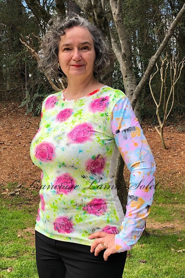 Women Hand Painted Long Sleeve Floral T-Shirt: Art to Wear - Francoise ...