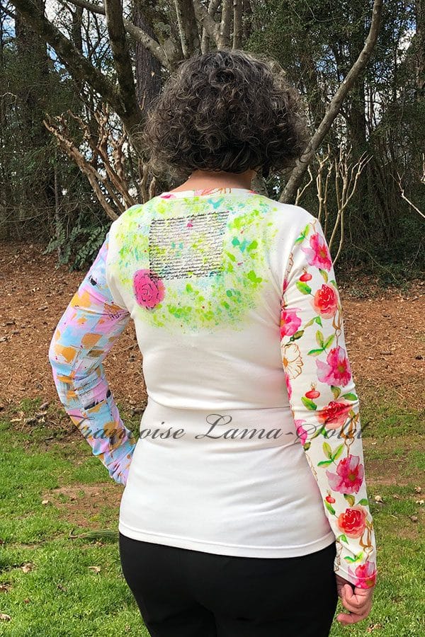 Women Hand Painted Long Sleeve Floral T-Shirt: Art to Wear - Francoise ...