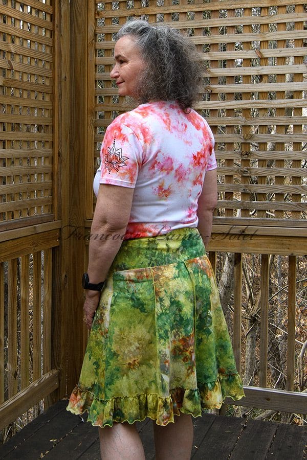 Women Green Ice Dyed Ruffle Skirt: Handmade Wearable Art - Francoise ...