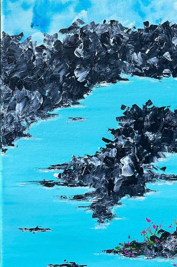 Blue Lagoon Landscape Painting: Modern Abstract Art