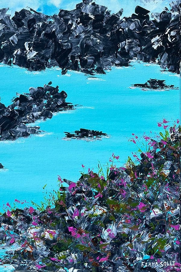 Blue Lagoon Landscape Painting: Modern Abstract Art