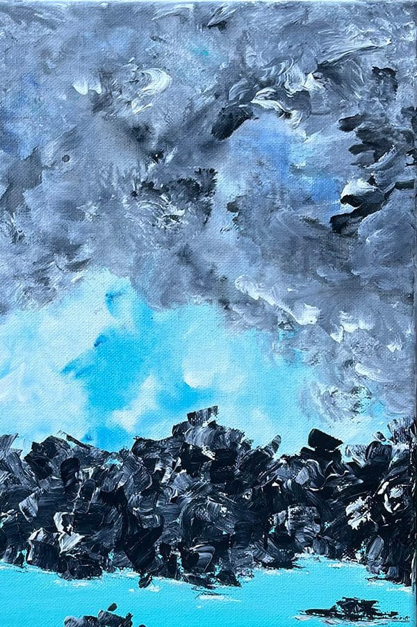 Blue Lagoon Landscape Painting: Modern Abstract Art