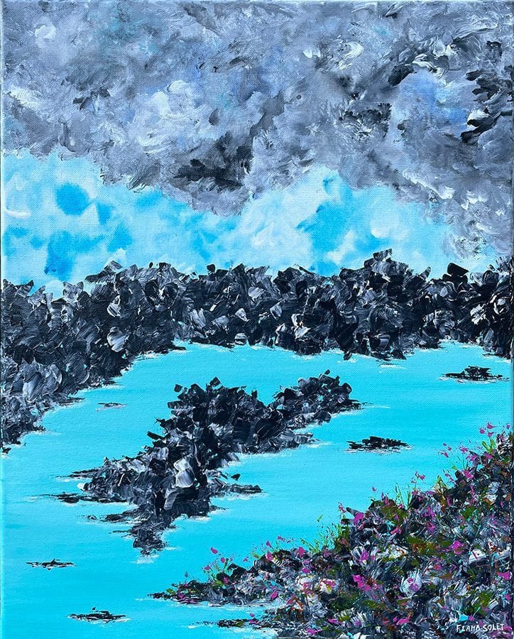 Blue Lagoon Landscape Painting: Modern Abstract Art