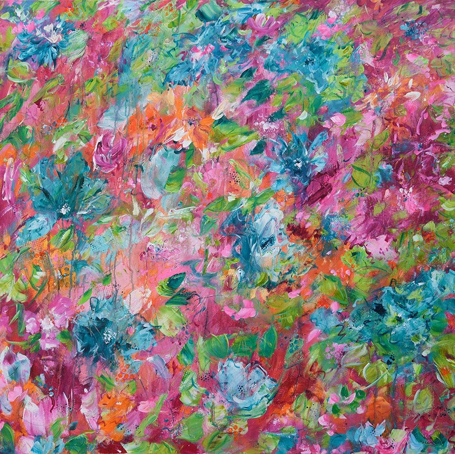 Vibrant Abstract Floral Painting: Bursting with Color and Energy