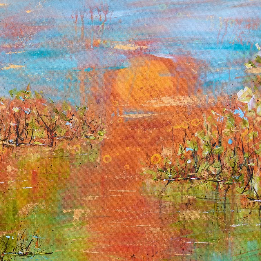 Impressionist Sunset Painting: Peaceful Marsh Scenery in Acrylics ...