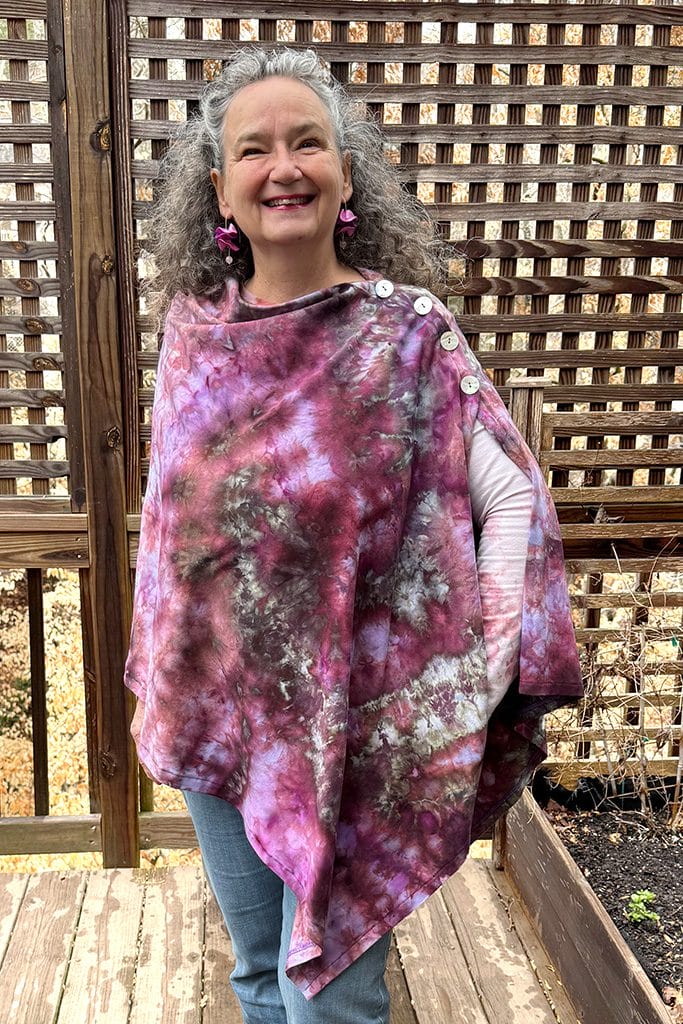 Women Purple Handmade and Ice Dyed Poncho – Unique Style