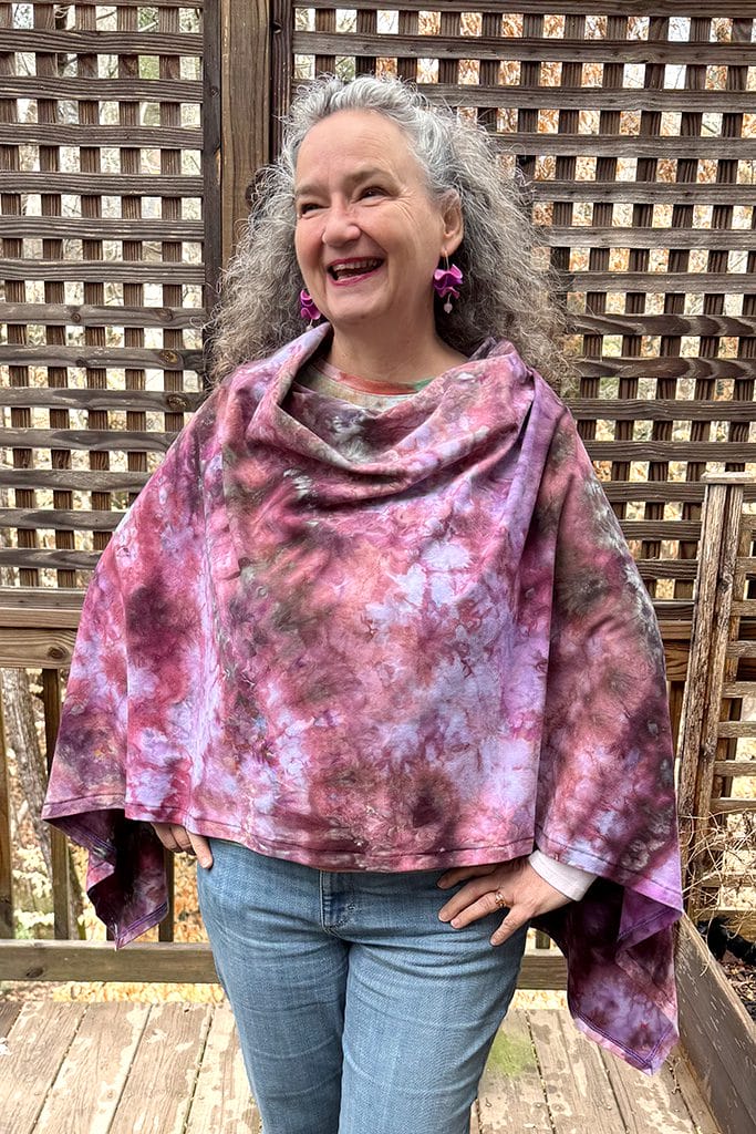 Women Purple Handmade and Ice Dyed Poncho – Unique Style