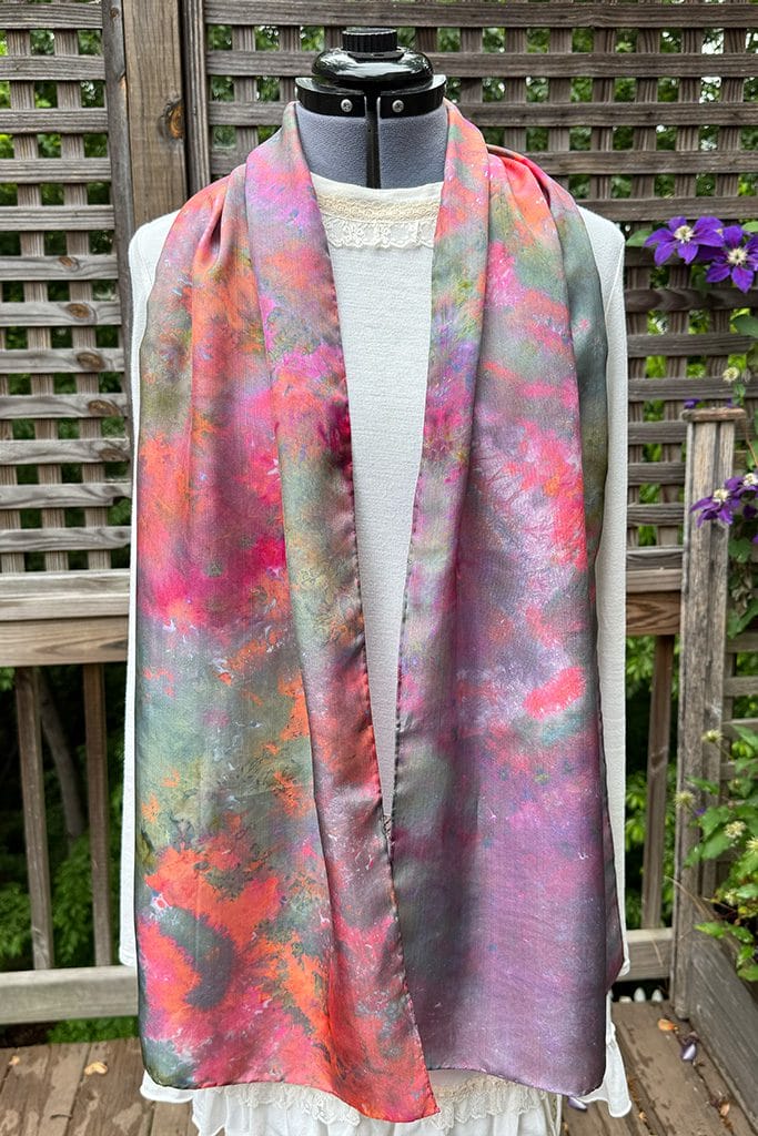 Women Hand Dyed Wearable Art Silk Scarf: Gift and Fashion