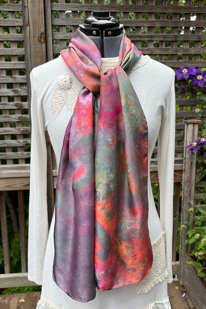 Women Hand Dyed Wearable Art Silk Scarf: Gift and Fashion