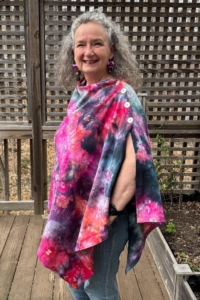 Women Handmade and Hand Dyed Poncho in Vibrant Colors