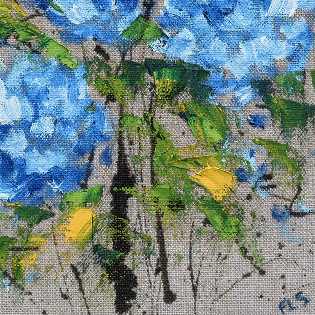 Blue Hydrangea Bouquet Painting: Original Impressionist Art