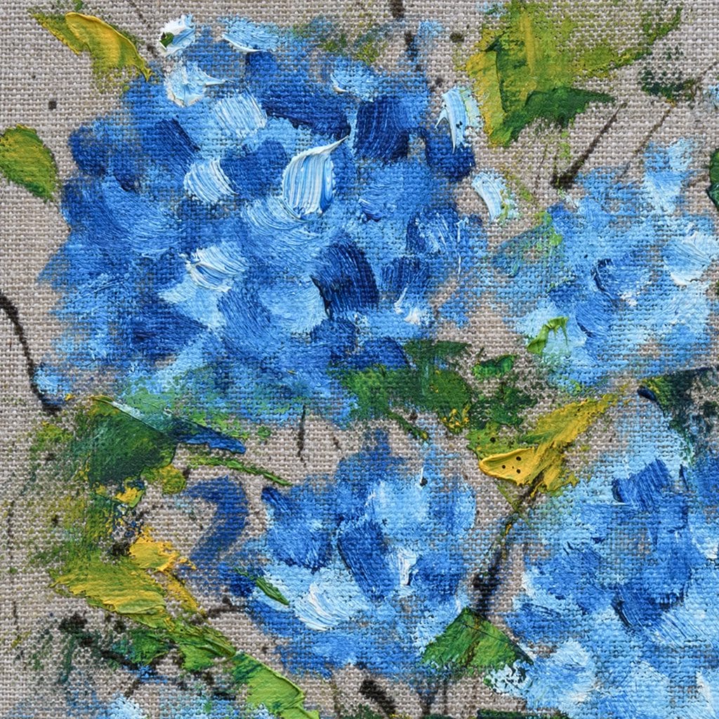 Blue Hydrangea Bouquet Painting: Original Impressionist Art
