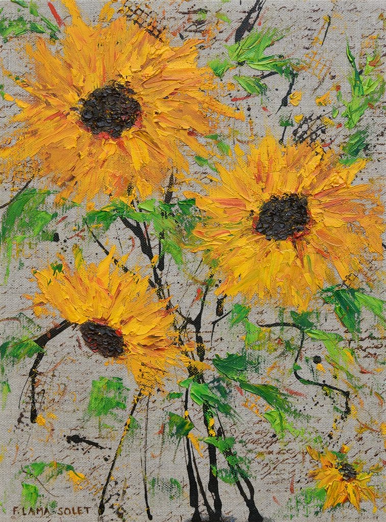 Impressionist Oil Painting of Sunflowers - Rustic Charm