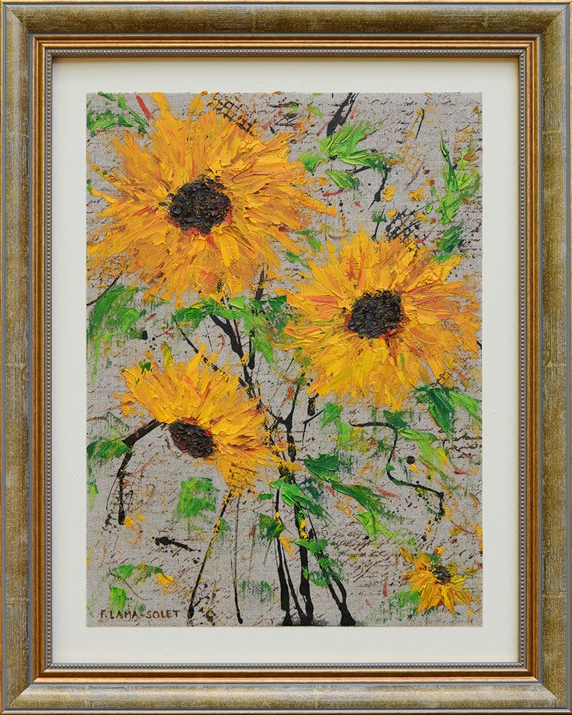 Impressionist Oil Painting of Sunflowers - Rustic Charm