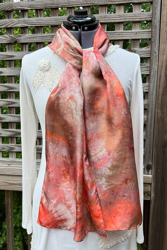 Orange and Brown Hand Dyed Silk Scarf for Stylish Looks