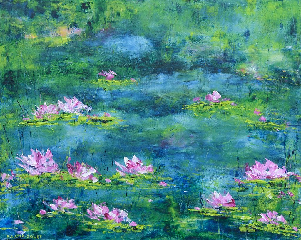 Waterlily Pond Oil Painting: Enchanting Scenery